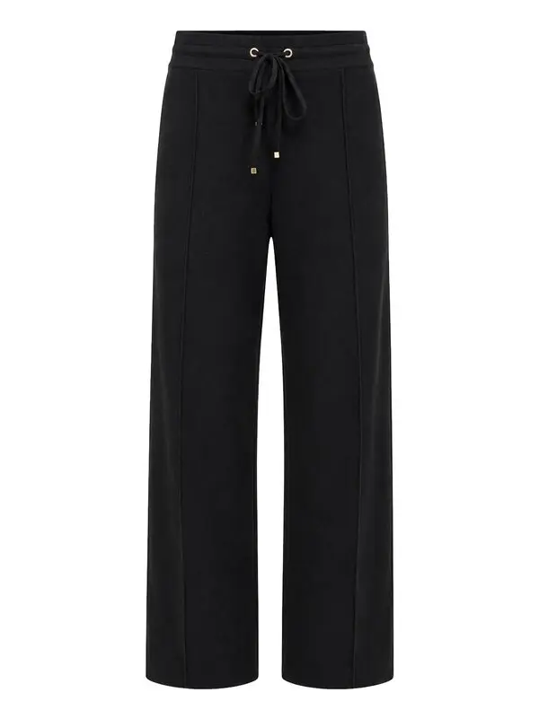 EXQUISE Knitted Drawstring Trousers - Black