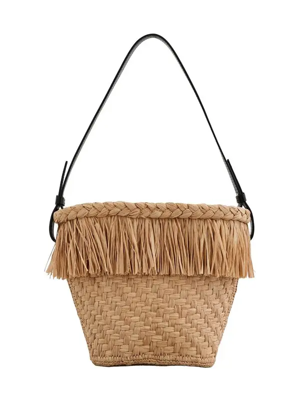 Proenza Schouler Raffia Bucket Bag With Fringe - Sand