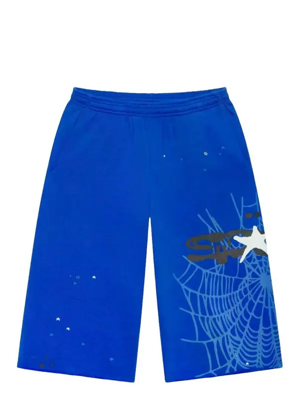 SP5DER Logo Print Shorts - Blue