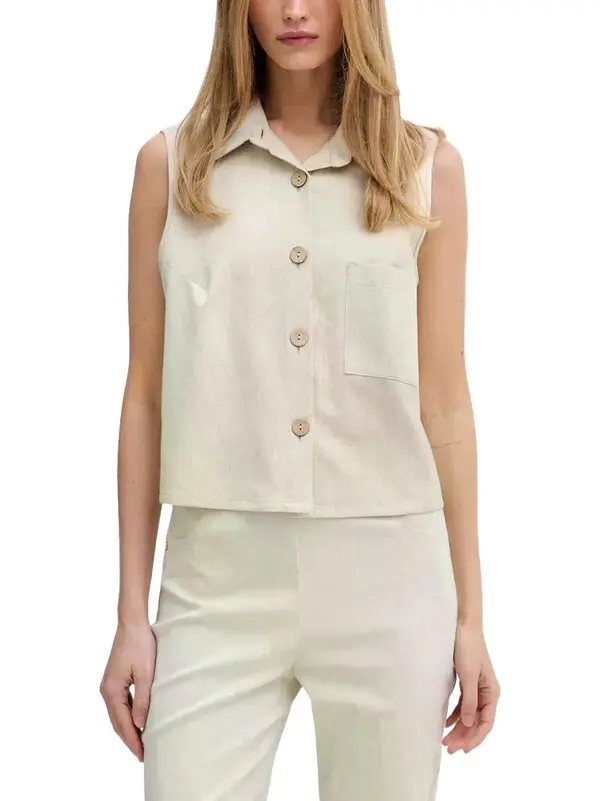 Joseph Ribkoff Sleeveless Button-up Top - Neutrals