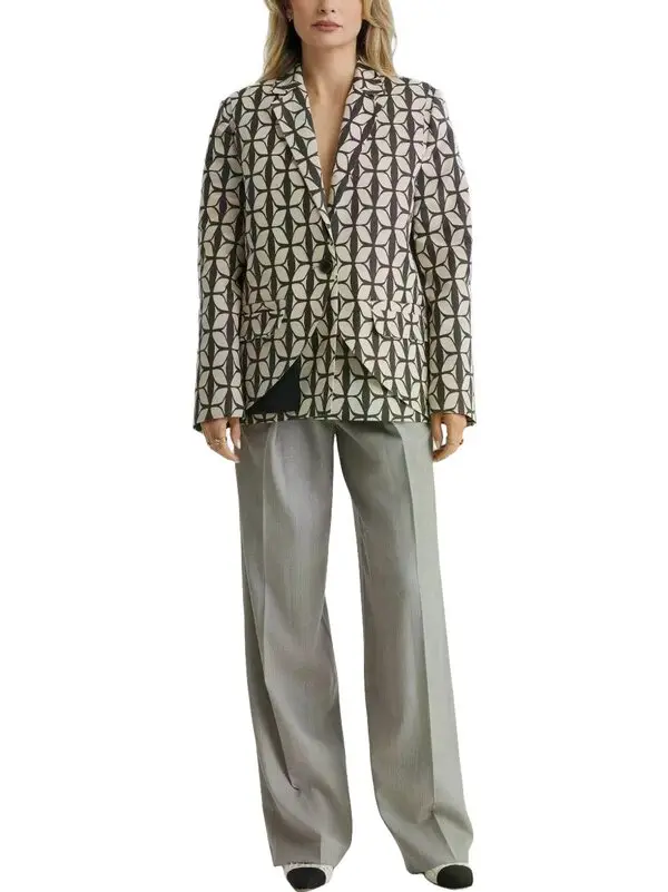 CUANNA Geometric Print Asymmetrical Jacket - Black