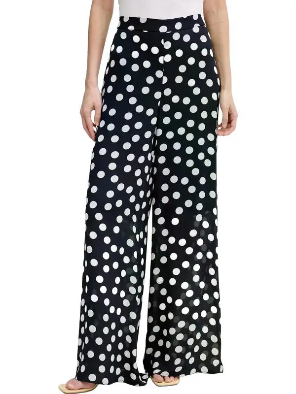 Joseph Ribkoff Navy Polka Dot Print Wide Leg Trousers - Blue