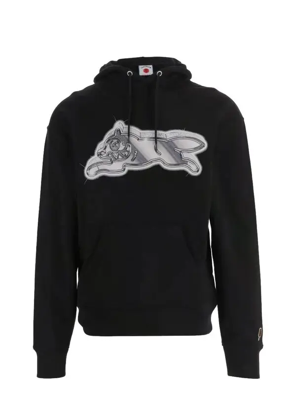 ICECREAM Logo Print Cotton Hoodie - Black