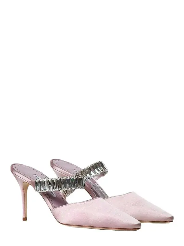 Manolo Blahnik Crystal Embellished Pointed-toe Stiletto Sandals - Pink