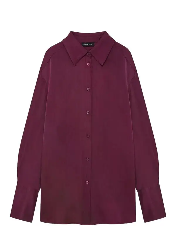 ANINE BING Bridget Silk Blend Shirt - Red