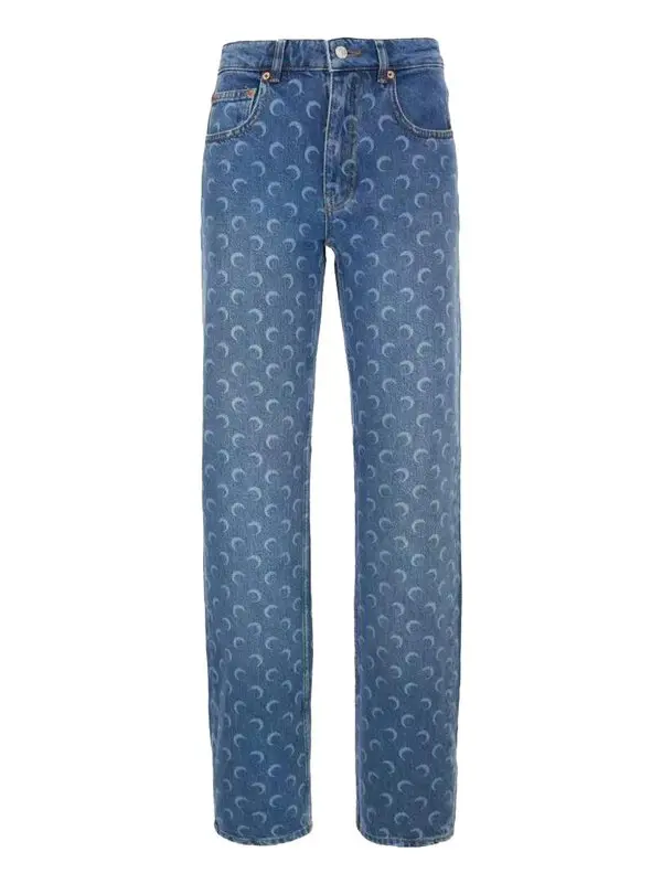 MARINE SERRE Moon Print Jeans - Blue