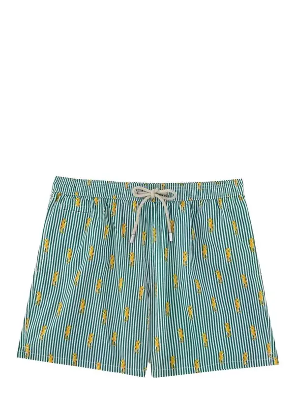 MC2 SAINT BARTH Seahorse Print Striped Swim Shorts - Green