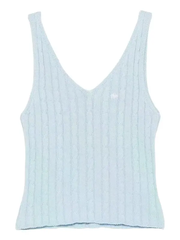 MVP WARDROBE V-neck Cable Knit Top - Blue