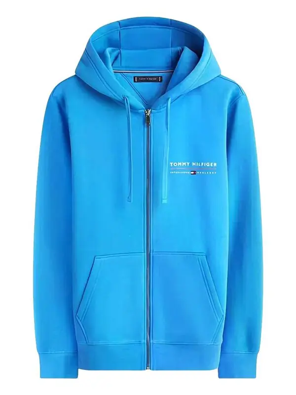 Tommy Hilfiger Logo-print Zip-fastening Hoodie - Blue
