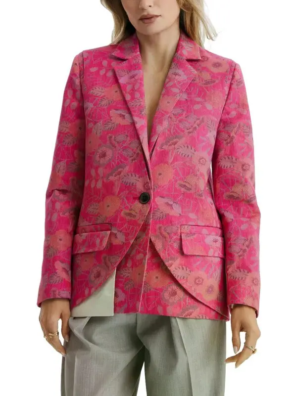 CUANNA Floral Jacquard Jacket - Pink