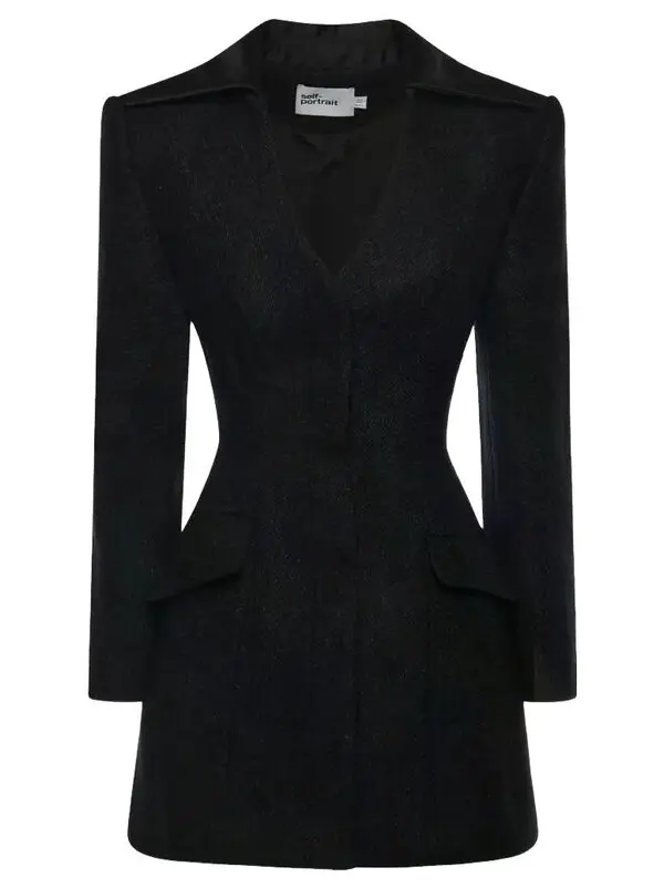 SELF-PORTRAIT Collared Mini Dress - Black