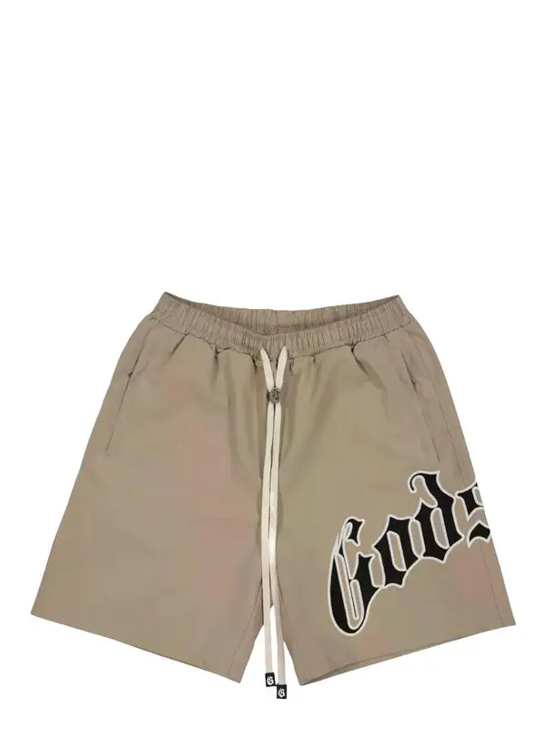 GODSPEED Logo-patch Drawstring Shorts - Neutrals