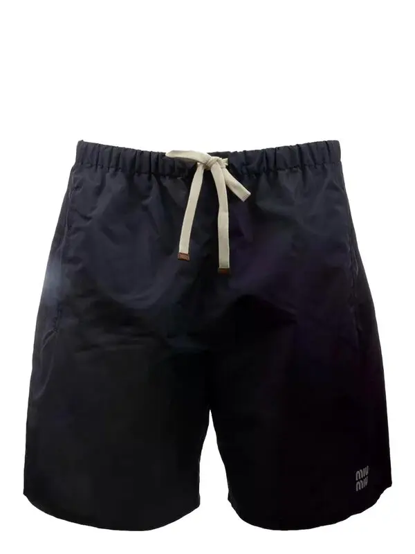 Miu Miu Logo Print Drawstring Knee-length Shorts - Blue