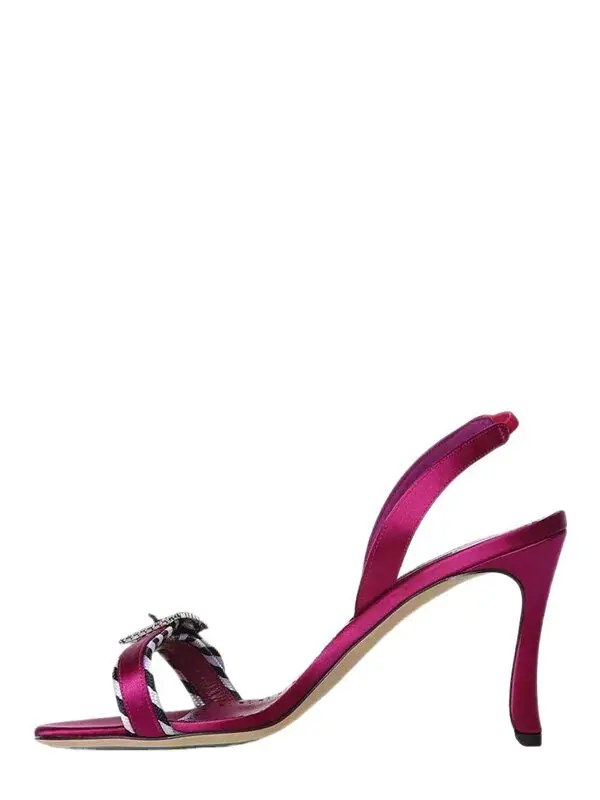 Manolo Blahnik Crystal-buckle Slingback Sandals - Pink