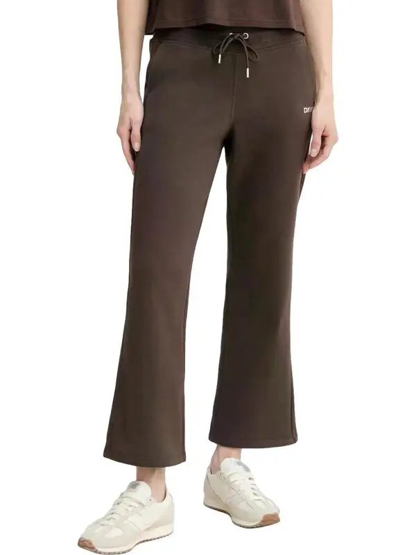 Dkny Logo Plaque Drawstring Track Pants - Brown
