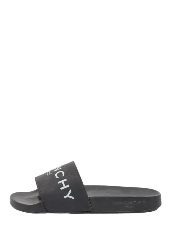 Givenchy Logo Print Open Toe Pool Slides - Black