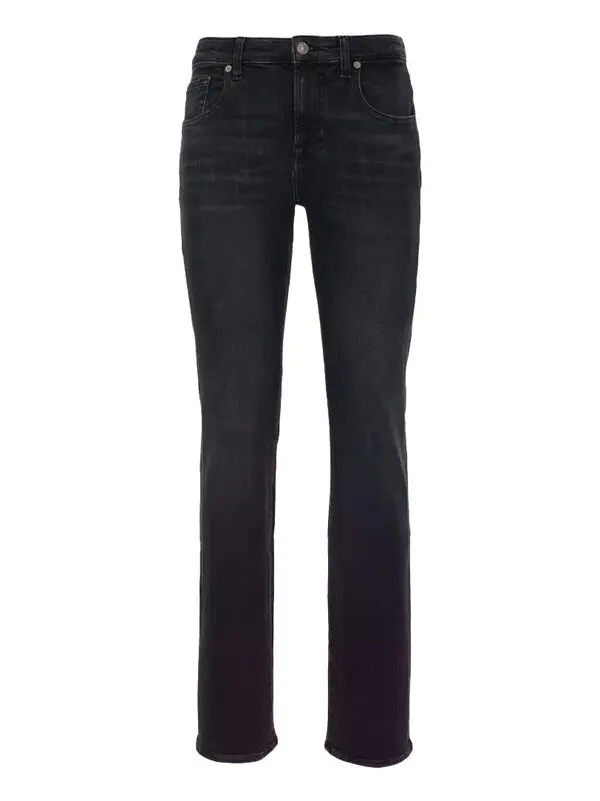 7 For All Mankind Faded Effect Straight Leg Jeans - Black