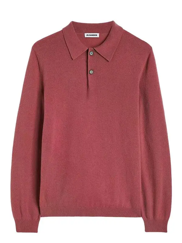 JIL SANDER Long-sleeve Knitted Polo Shirt - Red
