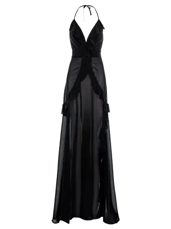 CUANNA Luna Ruffled Maxi Dress - Black