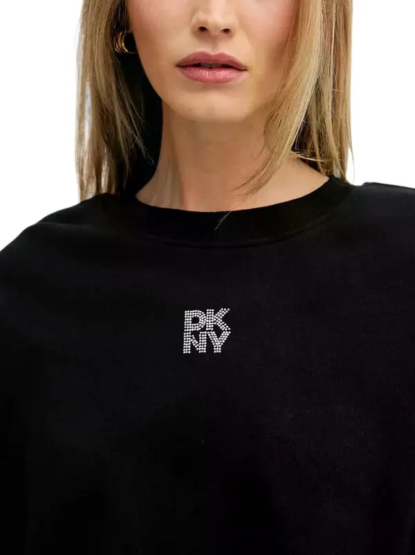 Dkny Logo Embellished Crew Neck Sweatshirt - Black
