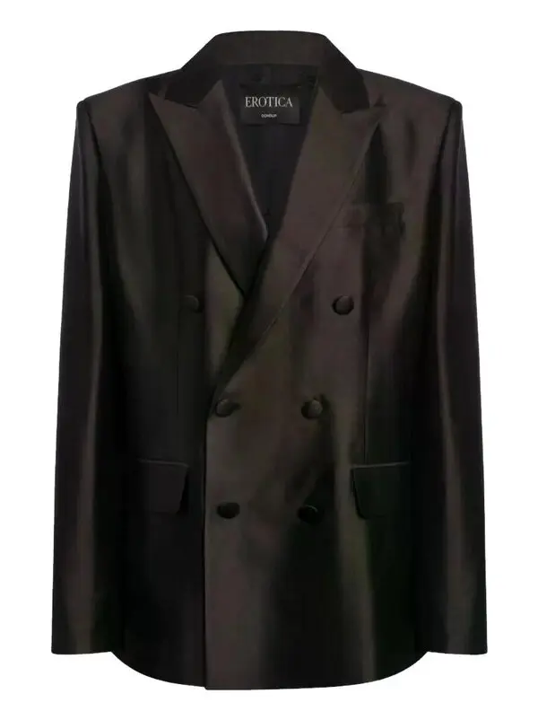 DONDUP Double-breasted Satin Jacket - Black