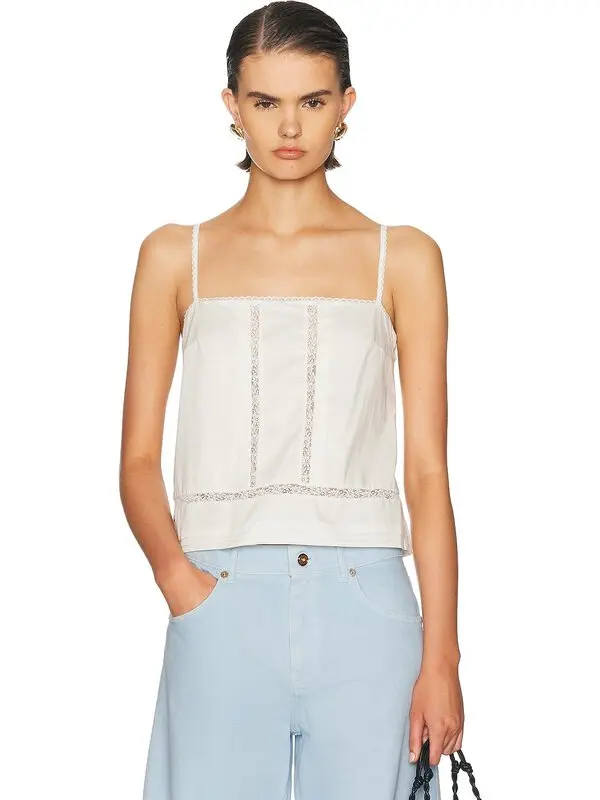 Staud Corinna Lace Detail Top - Ivory