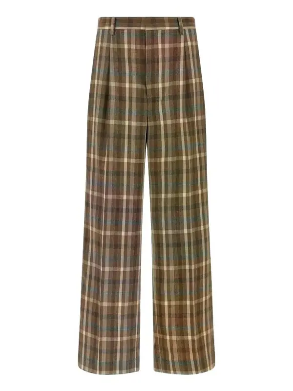 Auralee Check-pattern Wide-leg Trousers - Brown