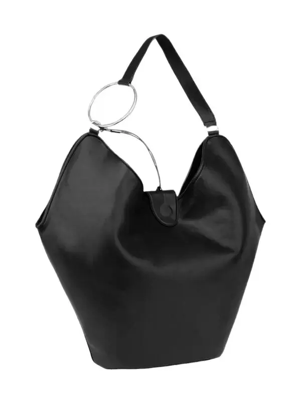 DONDUP Large Erotica Ring-detail Leather Shoulder Bag - Black