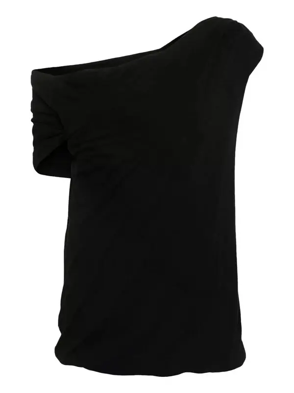 MSGM Draped Detail Cotton Top - Black