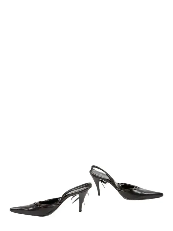 Saint Laurent Leather Pointed Toe Slingback Pumps With Tassel Detail - Black