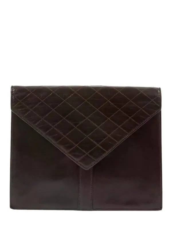 Saint Laurent Quilted Envelope Clutch Bag - Brown