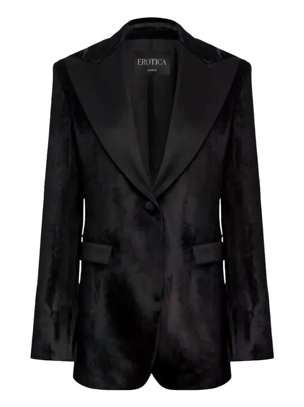 DONDUP Velvet Peak-lapel Blazer - Black