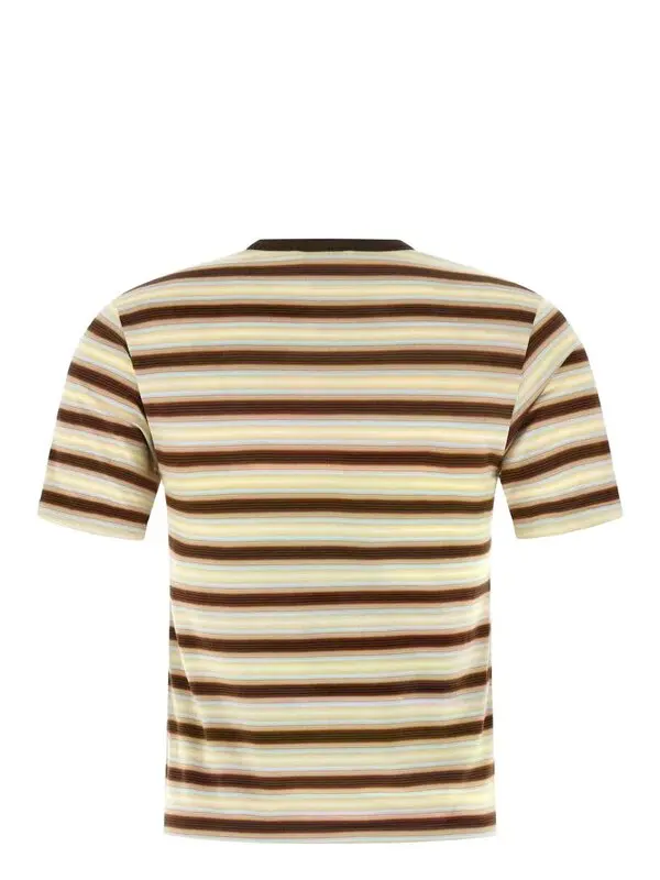 Auralee Gradient Striped V-neck T-shirt - Brown
