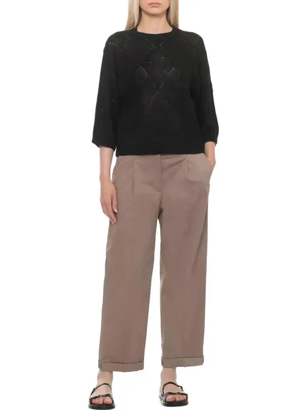 Peserico Sequin-embellished Open-knit Sweater - Black