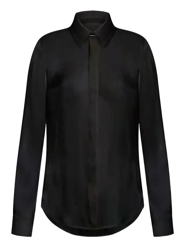 DONDUP Satin Finish Long Sleeve Shirt - Black