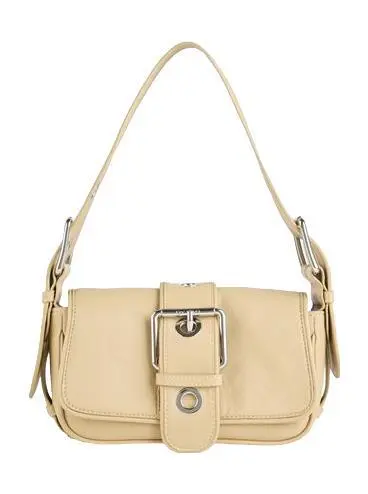By Far Khaki Lambskin Flap Bag - Beige