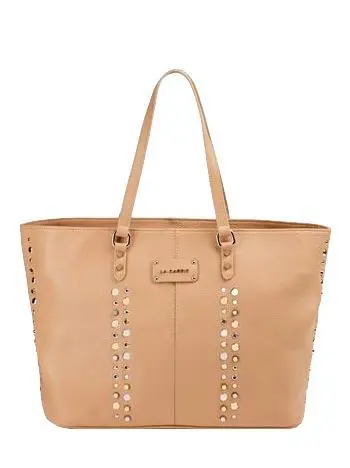 LA CARRIE Maxi Bag With Studded Embellishments - Beige