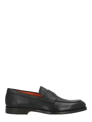 Santoni Leather Penny Loafers - Black