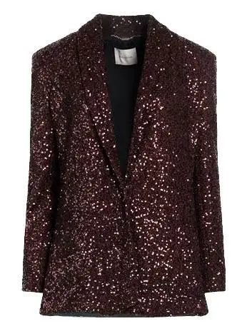 MANILA GRACE Chocolate Polyester Sequined Blazer - Brown