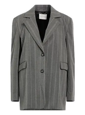 MANILA GRACE Single-breasted Pinstriped Blazer - Grey