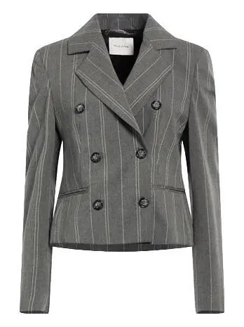 MANILA GRACE Double-breasted Pinstriped Blazer - Grey