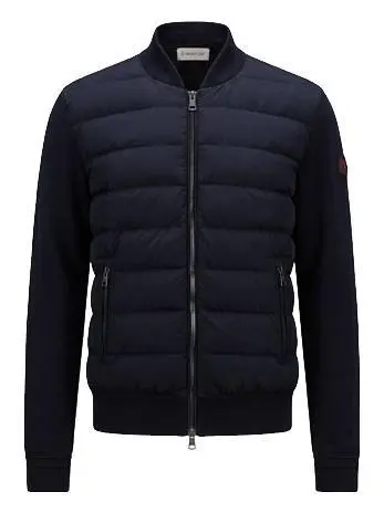 Moncler Puffer And Virgin Wool Bomber Jacket - Black