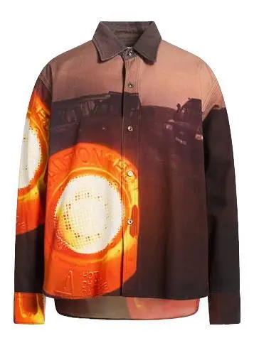 MSGM Printed Cotton Overshirt - Tan