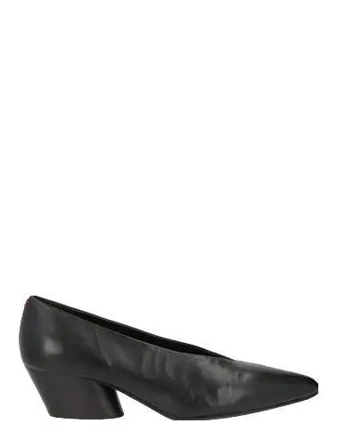 HALMANERA Leather Pointed Toe Pumps With Wooden Heel - Black