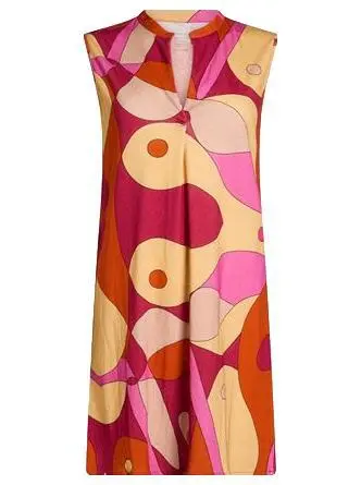 Majestic Filatures Multicolor Linen Cotton Mini Dress - Red