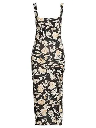 Patrizia Pepe Sleeveless Floral Print Bodycon Maxi Dress - Black