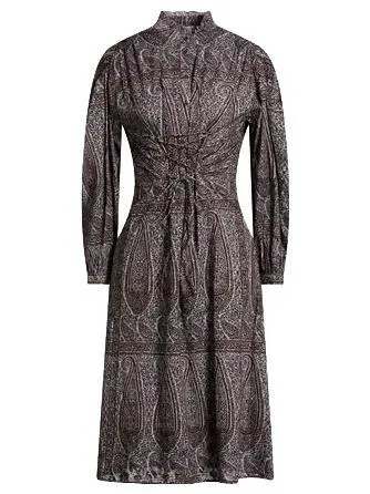 Antik Batik Paisley Print Cotton Midi Dress - Grey