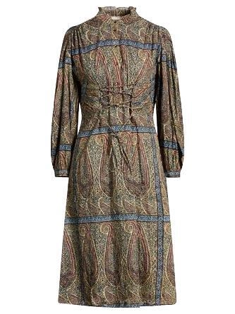 Antik Batik Paisley-print Embellished Midi Dress - Sand