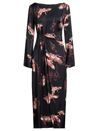 KAOS Long Sleeve Draped Maxi Dress - Black