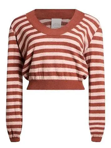 SUSY-MIX Striped Crewneck Pullover With Long Sleeves - Brown